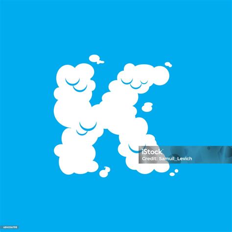 편지 K 클라우드 글꼴 기호입니다 푸른 하늘에 화이트 알파벳 기호 기둥 머리에 대한 스톡 벡터 아트 및 기타 이미지 기둥 머리 기포 기후 묘사 Istock