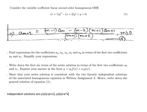 Solved Consider The Variable Coefficient Linear Second Order