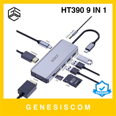 Jual USB Hub ROBOT HT In Type C To HDMI VGA USB SD Card Audio