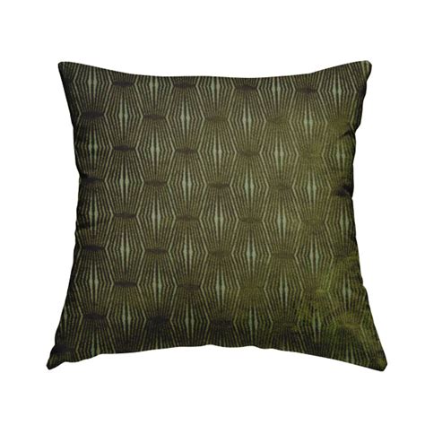 Kyoto Argyle Geometric Pattern Velvet Fabric In Green Colour Cushions