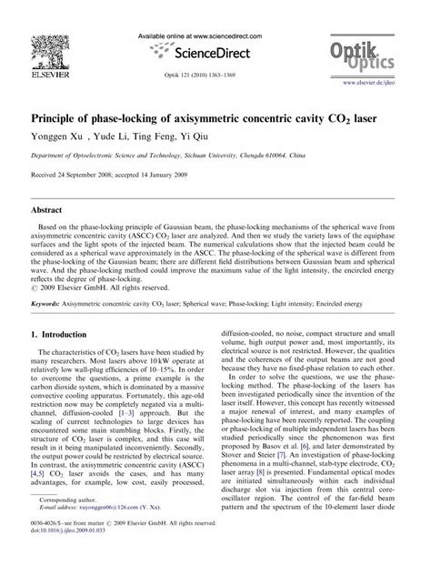 Pdf Principle Of Phase Locking Of Axisymmetric Concentric Cavity Co2