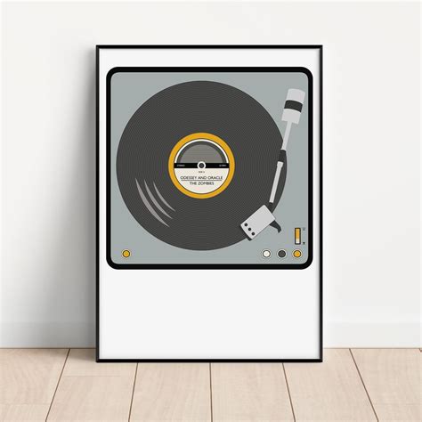 Personalised Grey Record Unframed Print Vinyl Retro Turntable