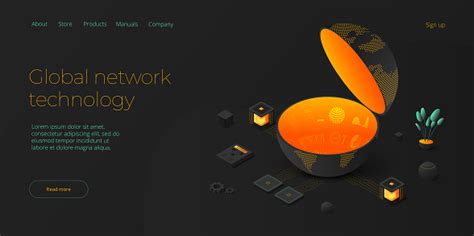 아이소메트릭 벡터 그림의 글로벌 네트워크 기술 세계 인터넷 연결 또는 소셜 미디어 온라인 통신 개념 웹 배너 레이아웃 템플릿 0명에 대한 스톡 벡터 아트 및 기타 이미지