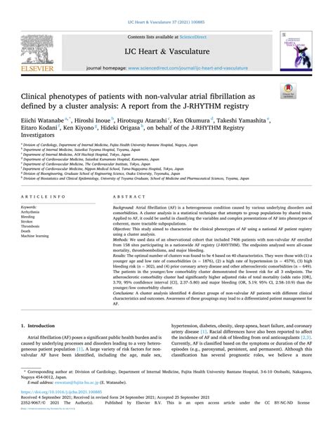 Pdf Clinical Phenotypes Of Patients With Non Valvular Atrial