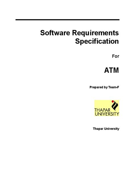 Srs Atm Sample Pdf Automated Teller Machine Personal Identification Number
