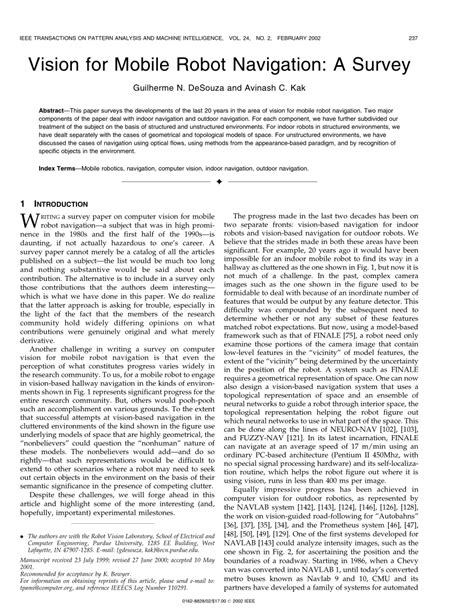Pdf Vision For Mobile Robot Navigation A Survey