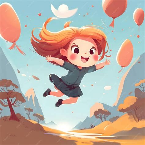Premium Ai Image Chibi Girl Jumping On Air