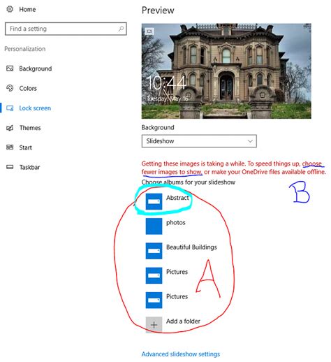 unable to delete albums for background and lock screen slideshow solved windows 10 forums