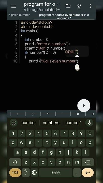 Program For Odd And Even Number Usin Elsein C Language Coding Programming Code Shorts