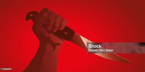 칼을 들고 있는 살인자의 손을 들어올렸다 칼에 대한 스톡 벡터 아트 및 기타 이미지 칼 부엌 칼 살인 Istock