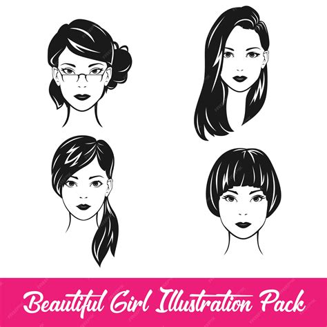 Premium Vector Beautiful Girl Illustration Pack