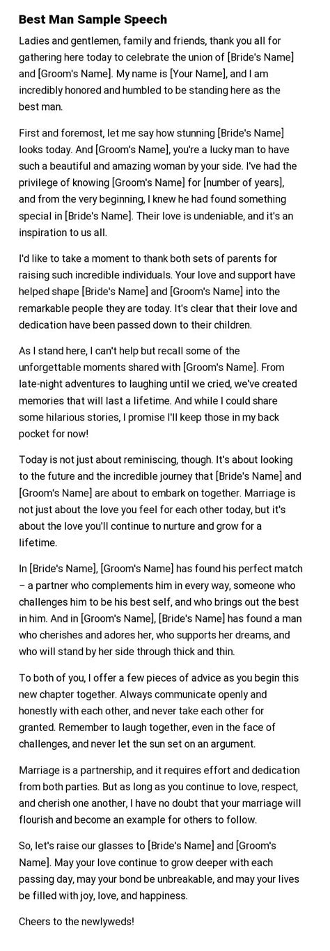 Best Man Sample Speech
