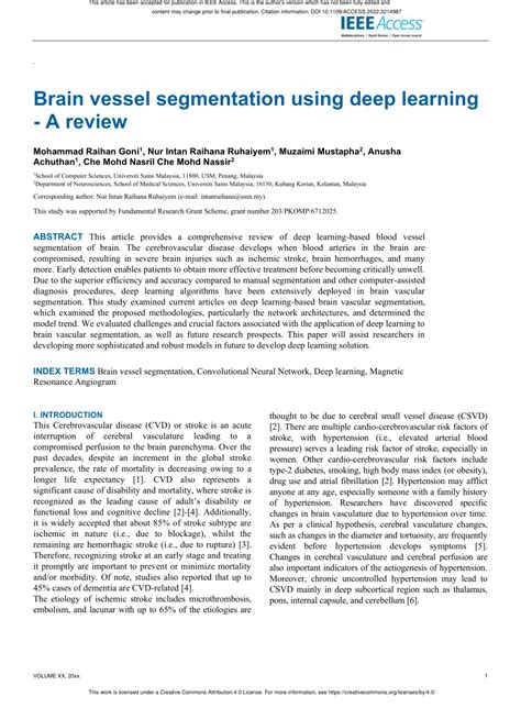 Pdf Brain Vessel Segmentation Using Deep Learning A Review