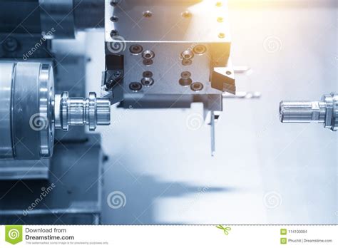 The Double Spindle CNC Lathe Machine Stock Photo Image Of Instrument Drilling