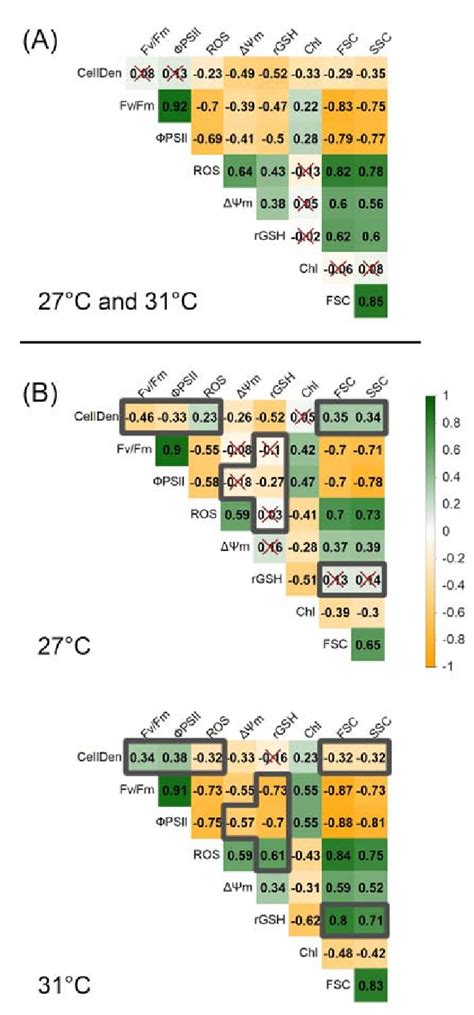Pairwise Pearson Correlation Coefficients R Between Parameters A