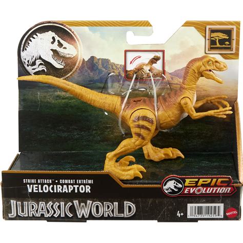 Mattel Jurassic World Epic Evolution Strike Attack Velociraptor Action