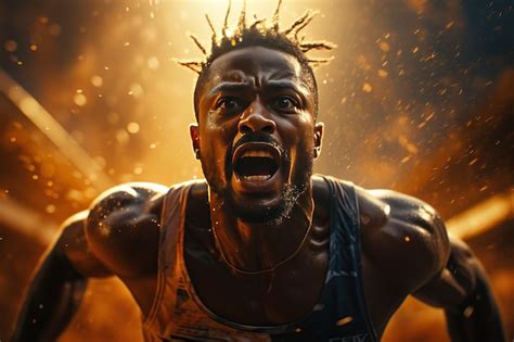 Premium Photo Athletics Track And Field Sprinters Explode Off The