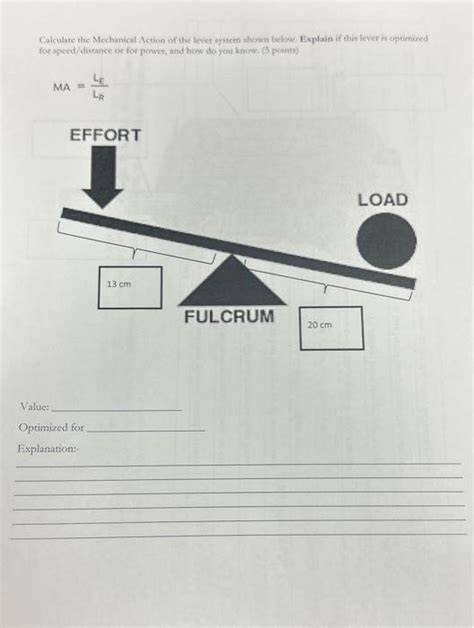 Solved Calculate The Mechanical Action Of The Lever System Chegg Com