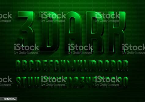 어두운 녹색 색상 트렌디 한 우울한 알파벳 Sans 세리프 달력 전단지 포스터 배너 벡터 일러스트 10eps에 대한 현대 문자와 숫자에서 3d 글꼴 0명에 대한 스톡 벡터