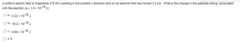 Solved A Uniform Electric Field Of Magnitude 375nc ﻿pointing
