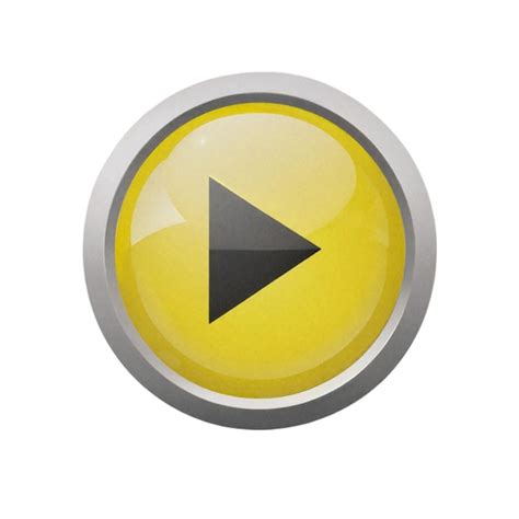 Realistic Yellow Clickable Button With Black And White Icon Premium