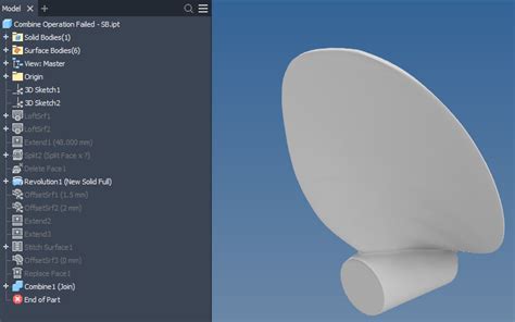 Solved Combine Operation In Inventor Of Two Bodies Failed Autodesk