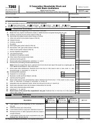 IRS Form 7203 Download Fillable PDF Or Fill Online S Corporation Shareholder Stock And Debt