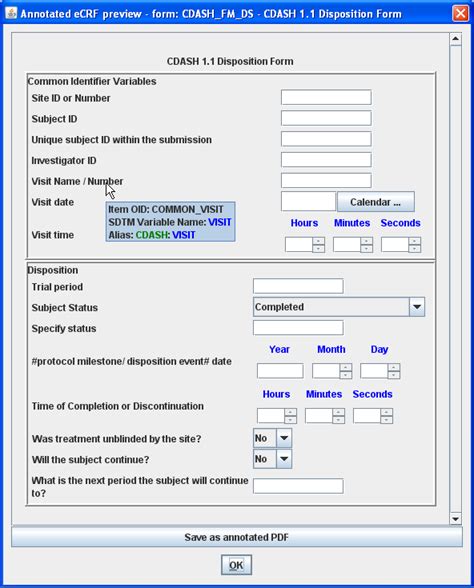 Cdash In The Odm Study Designer