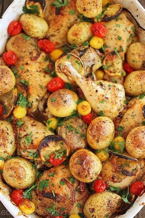 Roast Chicken Tray Bake Tomatoes Delicious Potatoes
