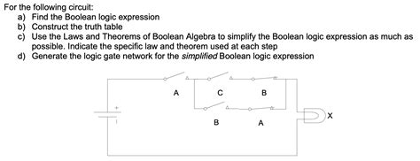 Solved For The Following Circuit A Find The Boolean Logic