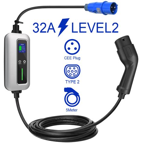 Type 2 Level 2 Ev Fast Charging 10 32a 7kw Electric Car Charger With