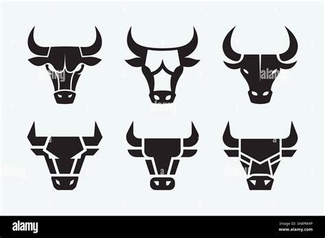 bull head logo design and silhouette bull head icon design bundle stock vector image and art alamy