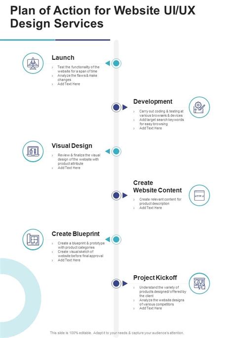 plan of action for website ui ux design services one pager sample