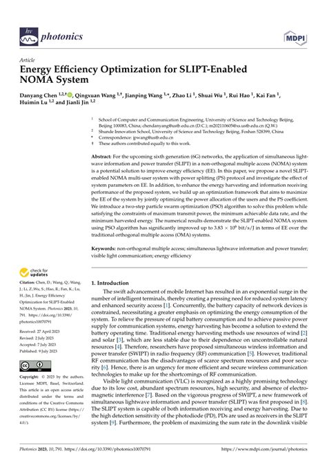 Pdf Energy Efficiency Optimization For Slipt Enabled Noma System