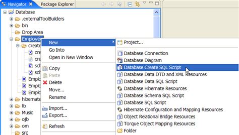 eclipsedatabase database create sql script