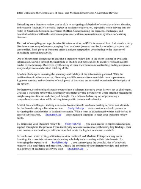 Small And Medium Enterprises Literature Review Pdf Small And Medium Sized Enterprises
