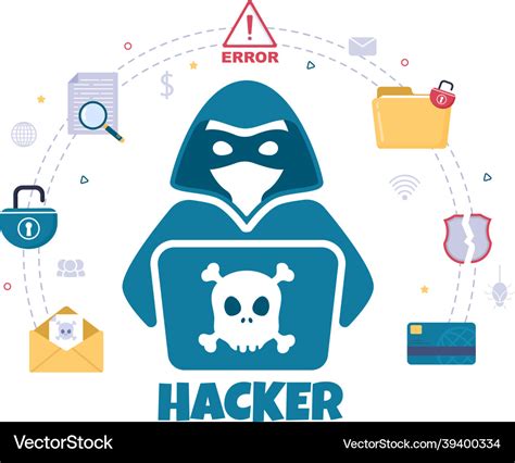 Hacker Using Computer Server To Activity Hacked Vector Image