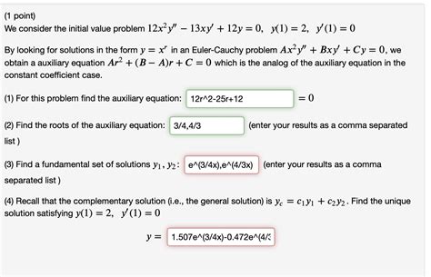 Solved We Consider The Initial Value Problem