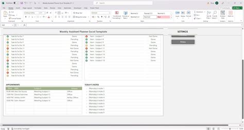 Weekly Assistant Planner Excel Template 5 Days Office Planner Excel