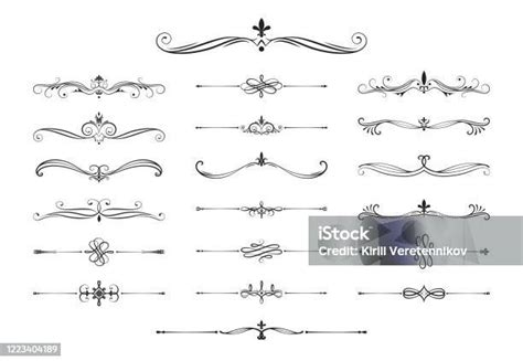 손으로 그린 서예 분배기 빅토리아 시대의 국경을 소용돌이치기 벡터 격리 로얄 장식 분리기 클래식 웨딩 초대 서예 라인입니다 장식물에 대한 스톡 벡터 아트 및 기타 이미지
