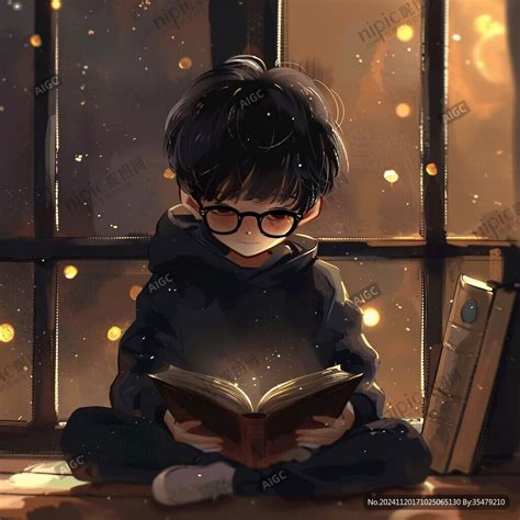 Ai创作图哈利波特插画 图书馆儿插 朗读者素材 窗下读书剪影 Q版读书人物 一个人学习 朗读会插画 书香少年 灯光下阅读 勤奋读书学习 读书的男孩 阅读插画插图 挑灯夜读 捧卷夜读 手绘读书小
