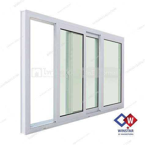 หน้าต่างบานเลื่อน 3 บาน Upvc พร้อมมุ้งลวด Winstar ขนาด 180 X 110 ซม สีขาว ไทวัสดุ