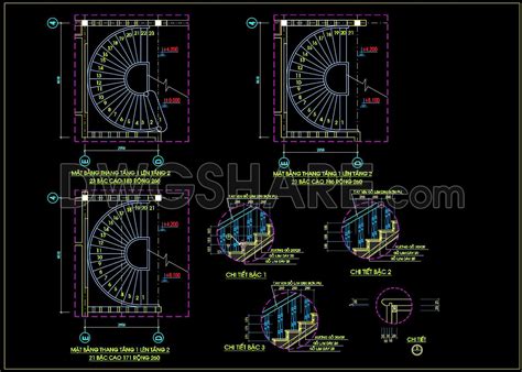 448 Free Cad Drawing Spiral Staircase With Wooden Handrail