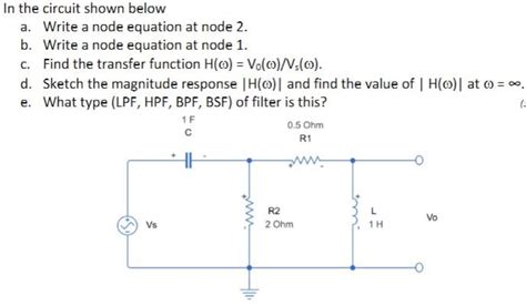Solved In The Circuit Shown Below A Write A Node Equation