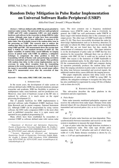 Pdf Random Time Delay Mitigation In Pulse Radar Systems