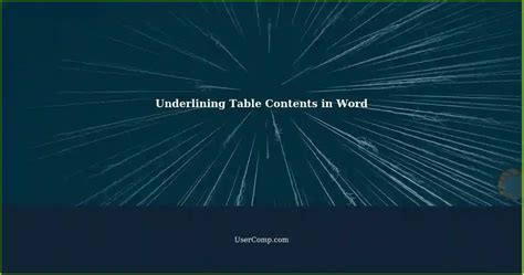 Keeping Table Contents Underlined In Microsoft Word