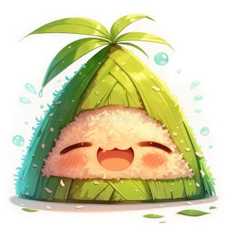 Smiling Rice Ball Illustration Generated With Ai Stock Illustration