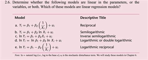 Solved 6 Determine Whether The Following Models Are Linear