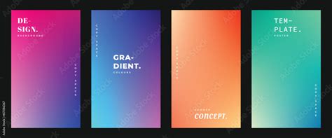 Colorful Smooth Gradient Background Template Copy Space Set Colour Gradation Backdrop Design
