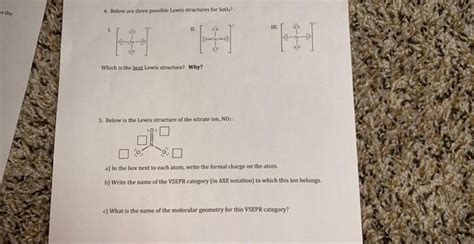 Solved 4 Below Are Three Possible Lewes Structures For Seo4